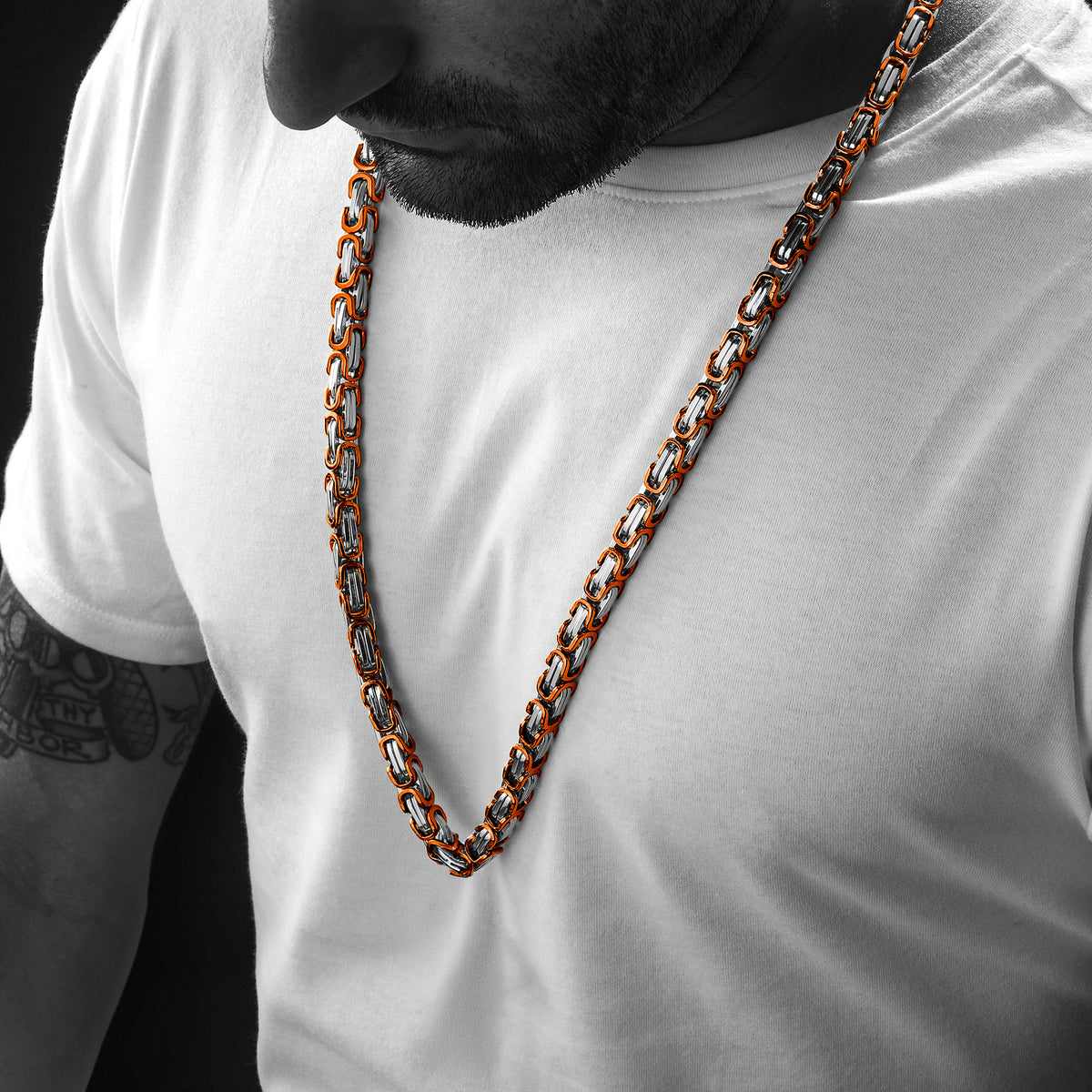 Orange & Silver Byzantine Chain – SpicyIce
