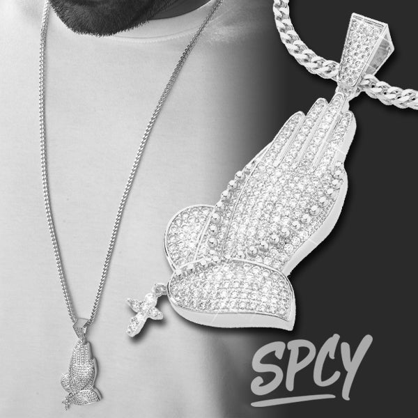 Iced Praying Hands Pendant Necklace – SpicyIce