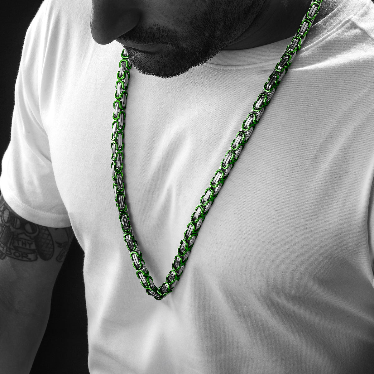 Green & Silver Byzantine Chain – SpicyIce