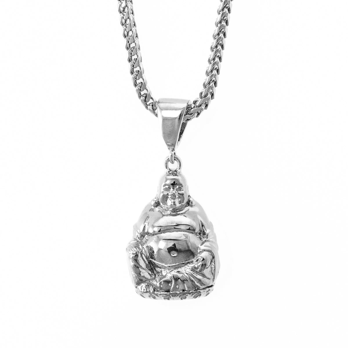 White Gold Buddha Necklace – SpicyIce